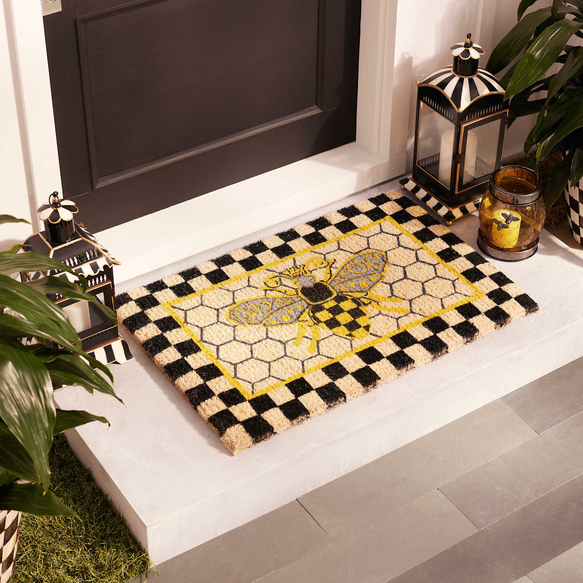 Queen Bee Entrance Mat - Natural Coir Door Mat with Bee Design – Amber ...